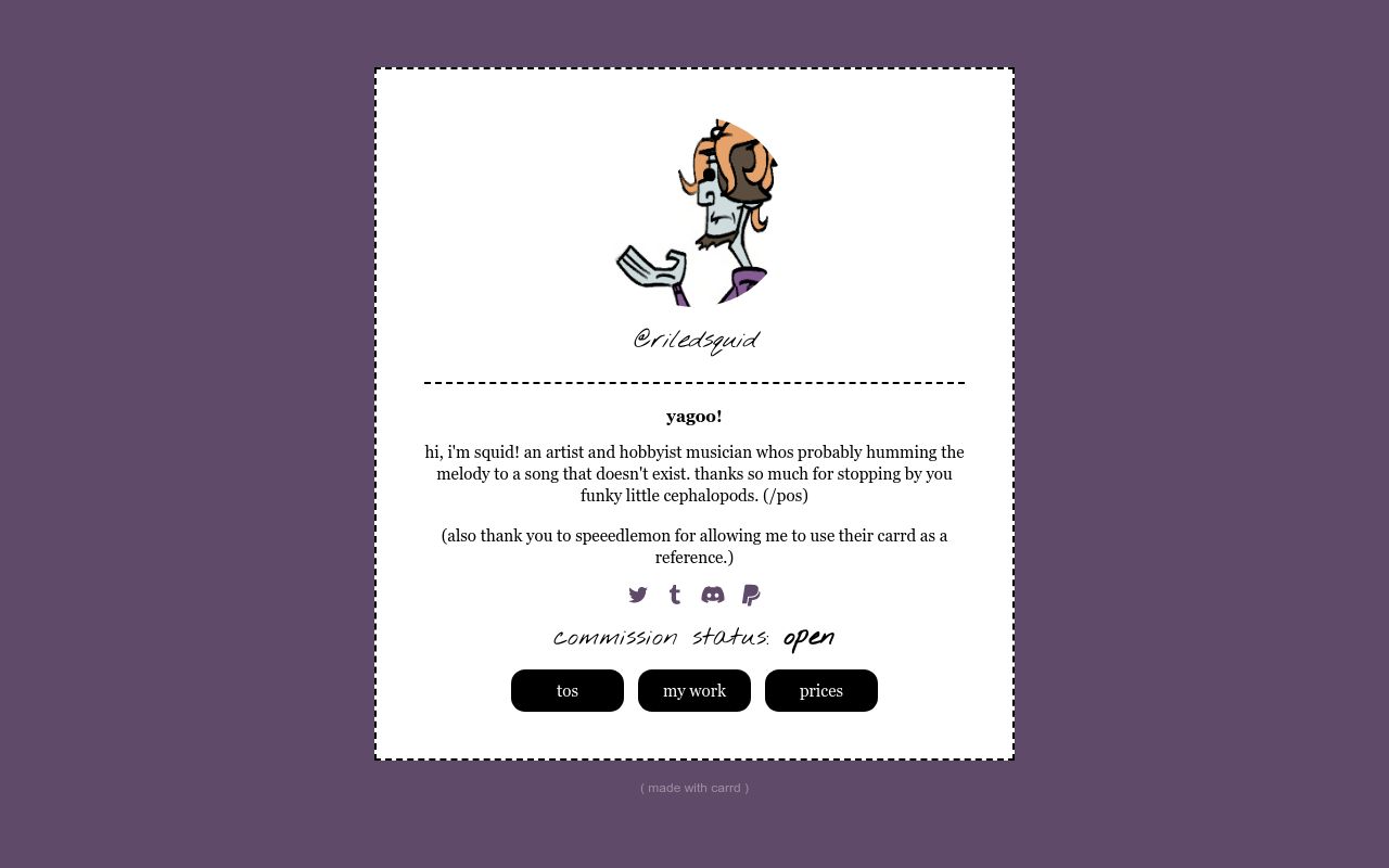 riled h. squid's commission sheet